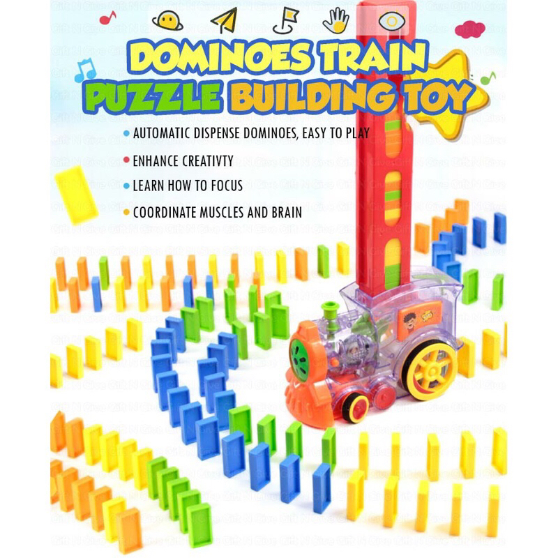 Domino Train Toy Set with 80 PCS Domino Blocks Automatic Domino Laying ...