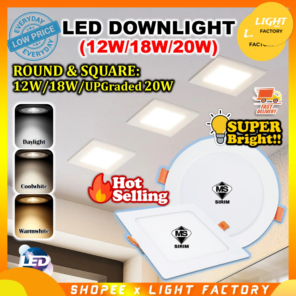 💥SIRIM💥HIGH QUALITY Ultra Slim LED Recess Downlight 12W 18W 20W 3 ...