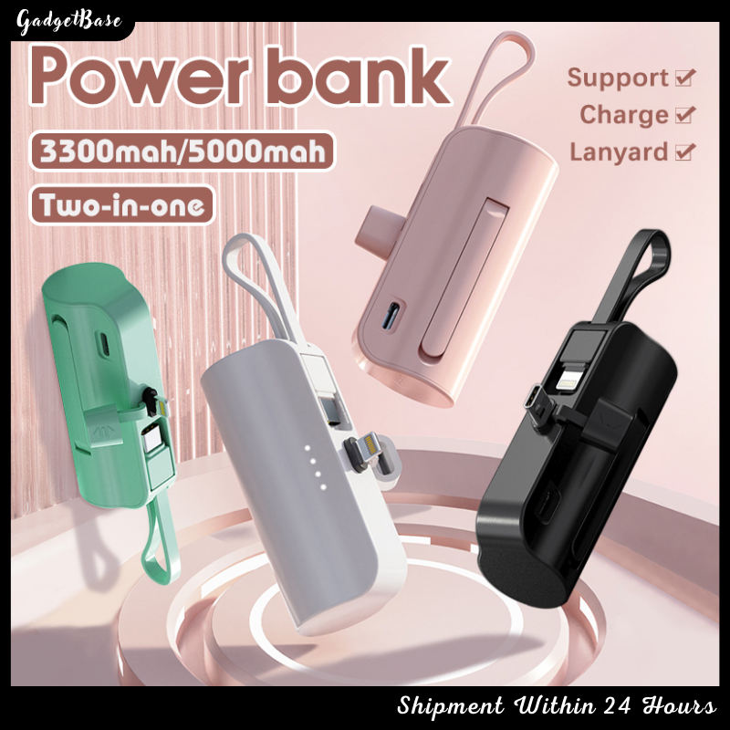 5000MAh Mini Portable Power Bank Android Type-C & IOS Capsule Emergency ...