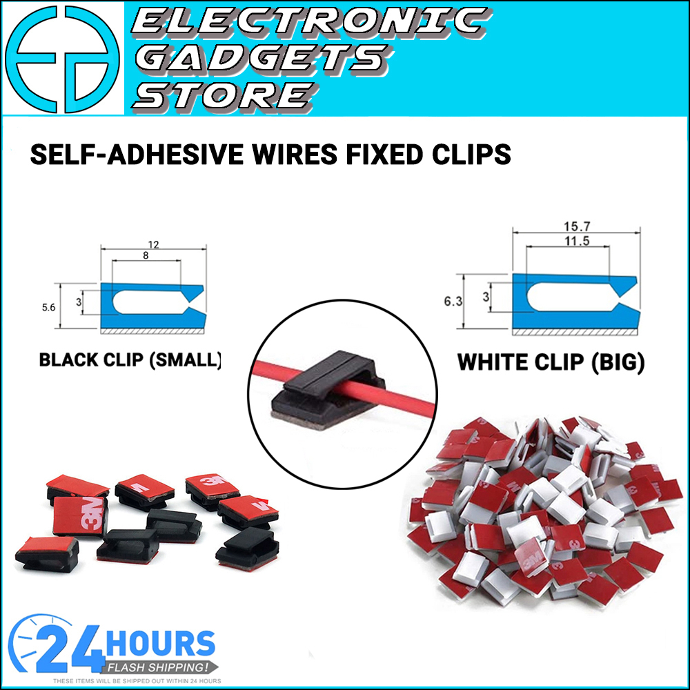 Car 3M Self-Adhesive Wires Fixed Clips Data Cord Tie CCTV Wiring Cable ...