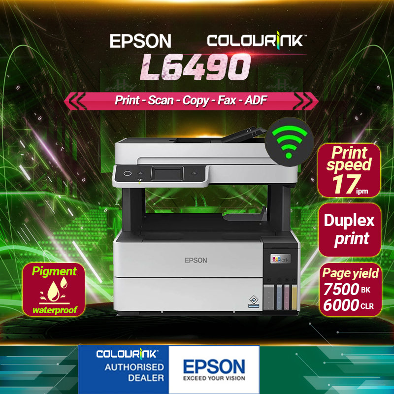Epson Eco Ink Tank L6490 A4 4-in-1 Wifi Pigment Colour Photo Printer ...