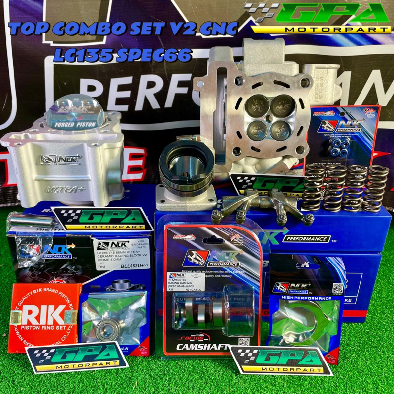 NLK PERFORMANCE TOP COMBO SET SPEC66 LC135 SUPERHEAD V5 23/26 PORTING CNC SUPER CERAMIC BLOCK ...