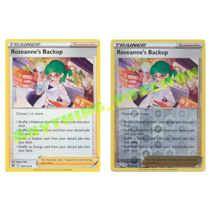 Pokémon Trainer Card - Roseanne’s Backup 148/172 NORMAL/REVERSE HOLO ...