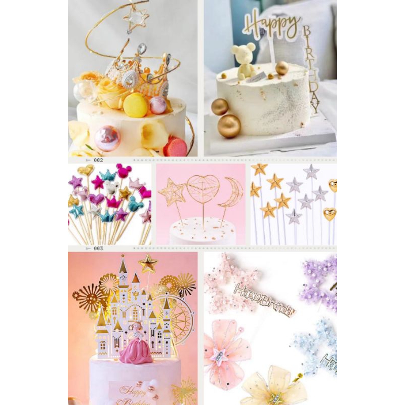 Happy birthday*Decoration topper cake*Gold *silver flake*little star ...