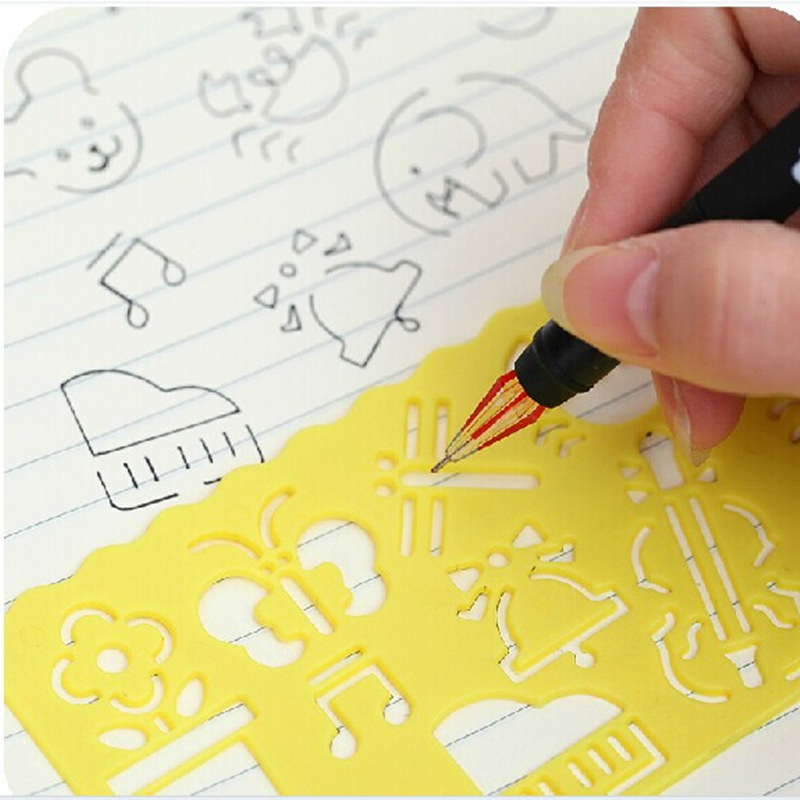 4PCS Children Drawing Ruler Art Fun Drawing Ruler Kids Drawer Ruler ...