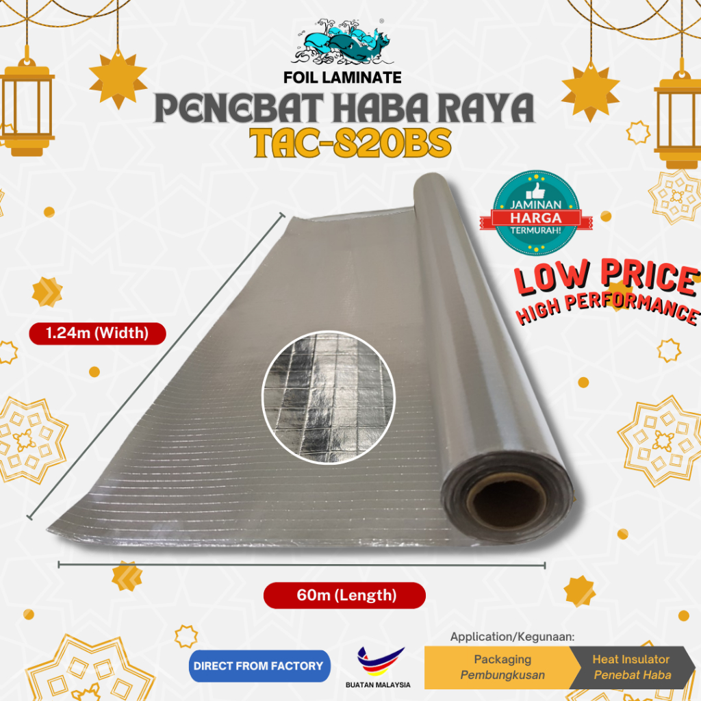 TAC-820BS Aluminium Foil Paper Foil (60M-L) Packaging Penebat Haba Heat ...