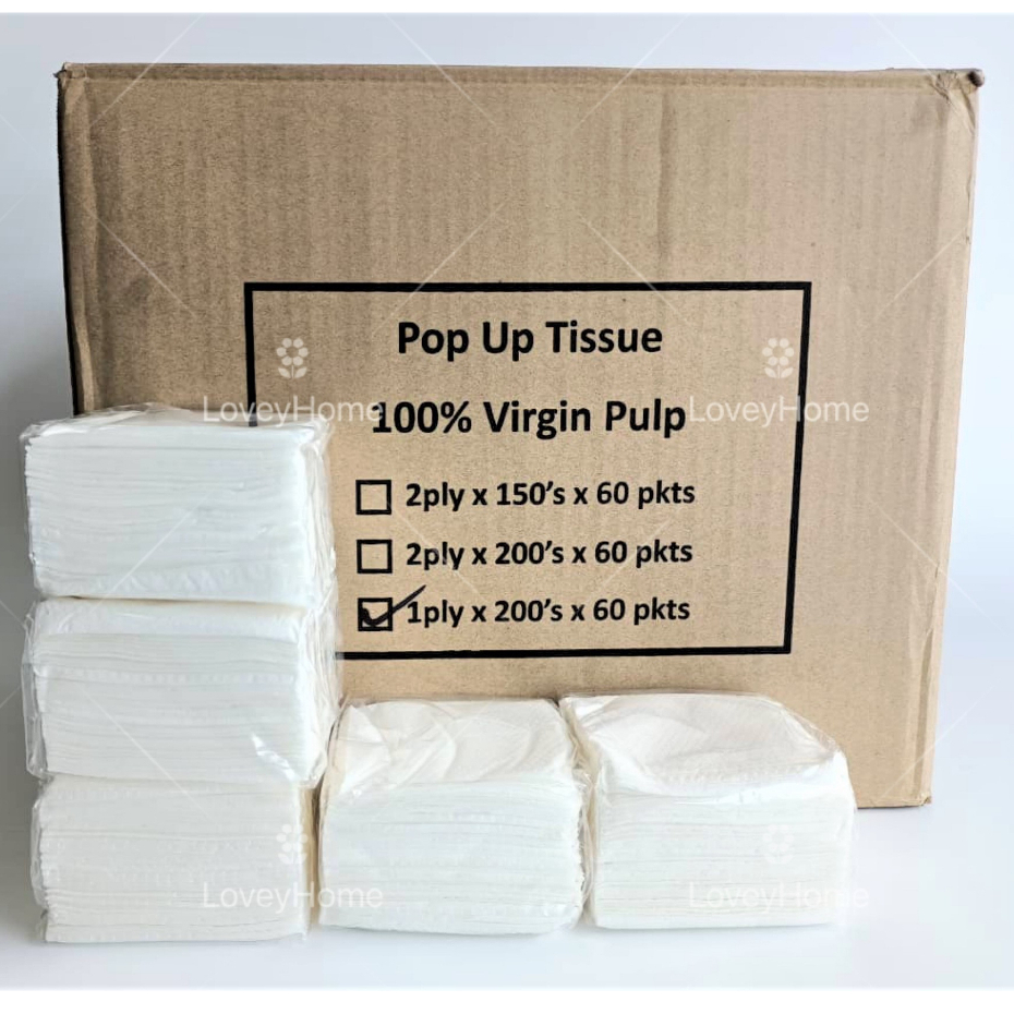 1ply PS Pop Up Tissue Soft Facial Tisu [60PACKS X 200sheets] CARTON 100 ...