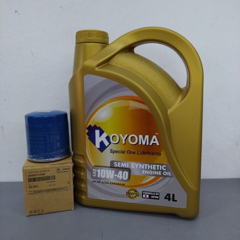 KIA / HYUNDAI (PETROL MODEL) OIL FILTER 26300-2Y500 + KOYOMA 10W40 SEMI ...