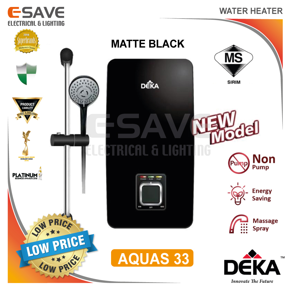 DEKA AQUAS 33, 66P, 66RS, 88TRS WATER HEATER WITH DC PUMP OR WITHOUT PUMP SINGLE SHOWER, RAIN ...