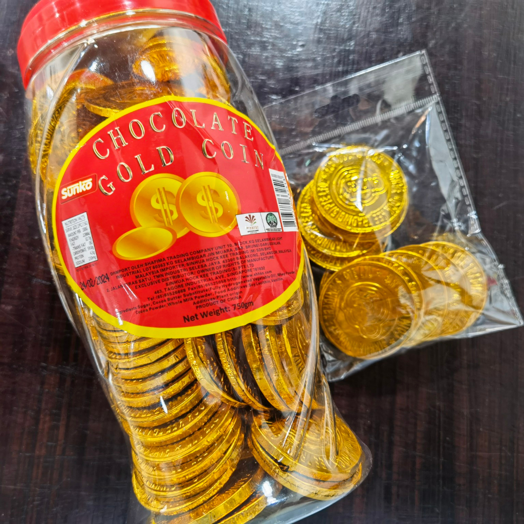 chocolate coin/gula gula duit coklat 100g/750g/10pcs | Shopee Malaysia