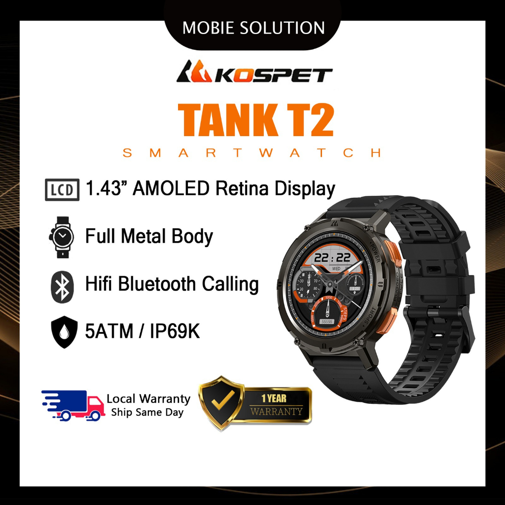 KOSPET TANK T2 Ultra Military / M1 Smart Watch Men Rugged Outdoor Sport ...