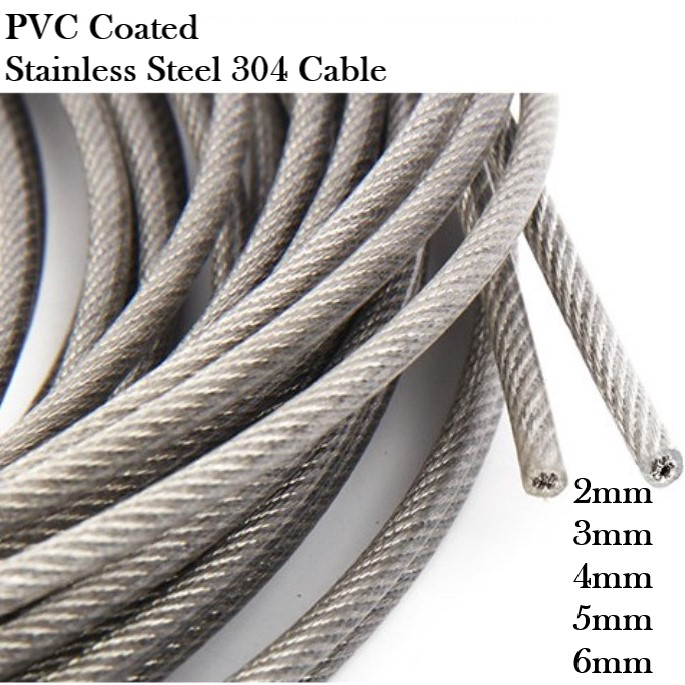 Heavy Duty 304 Stainless Steel PVC coated cable Wire Rope Sling Tensile ...