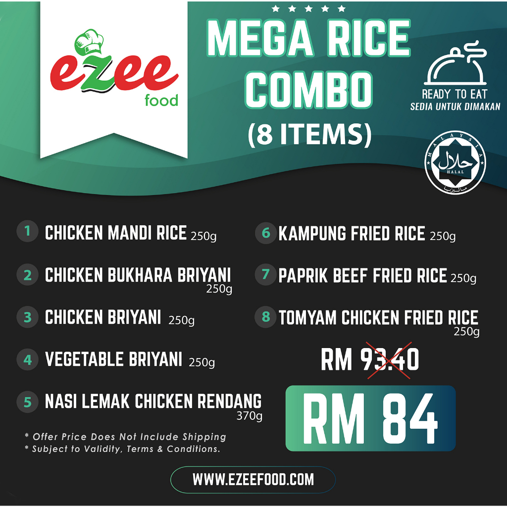EZEEFOOD MEGA RICE COMBO / COMBO MEGA NASI LOW GI, READY TO EAT MRTE ...