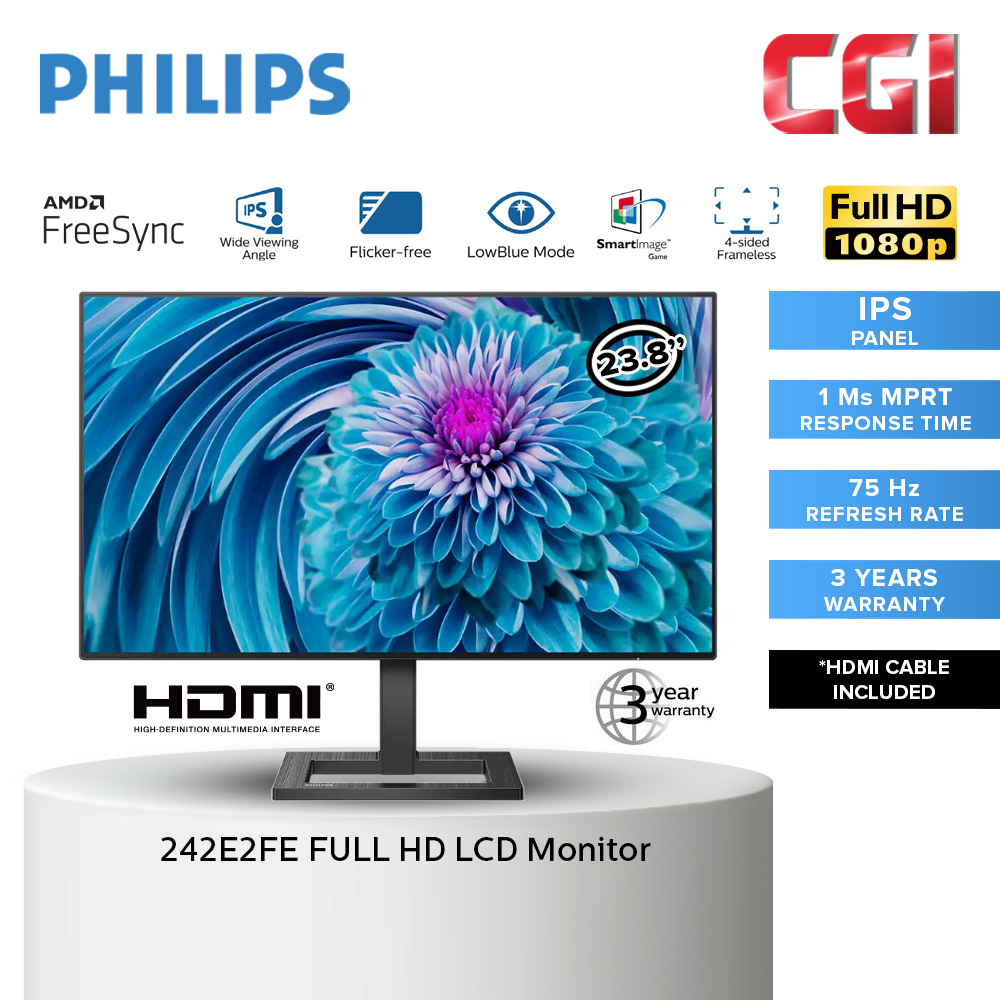 Philips Full HD IPS Free Sync lcd Gaming Monitor (23.8"/75Hz/1ms ...