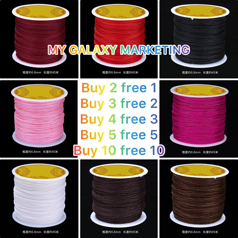 0.8mm Nylon Cord Thread Chinese Knot Bracelet Making Tali Manik Benang ...
