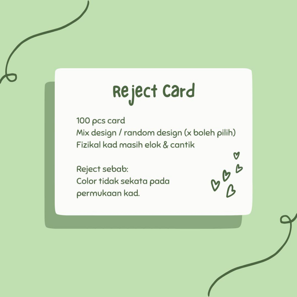 REJECT CARD 100pcs Thank You Card / MIX AND RANDOM DESIGN | Shopee Malaysia