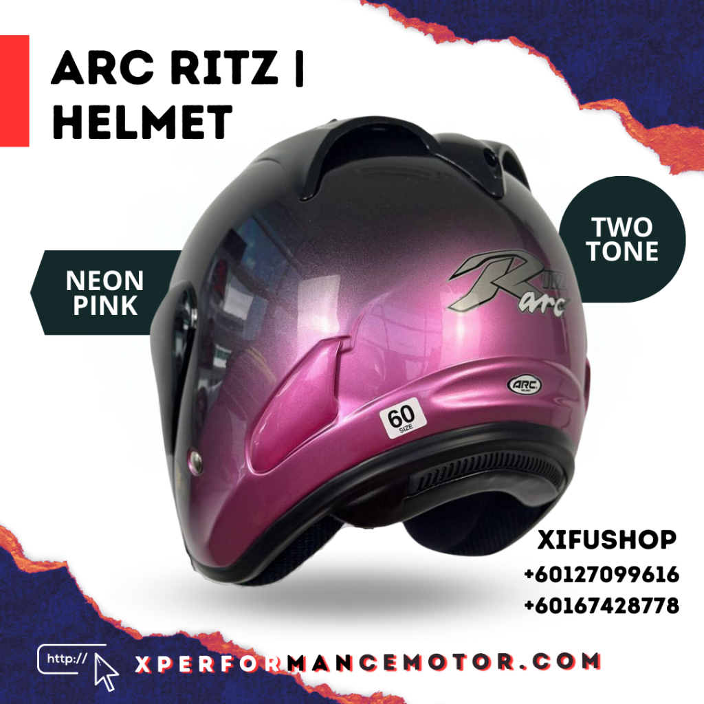 HELMET ARC RITZ TWO TONE (2T) NEON PINK (RAYA EDITION) | Shopee Malaysia