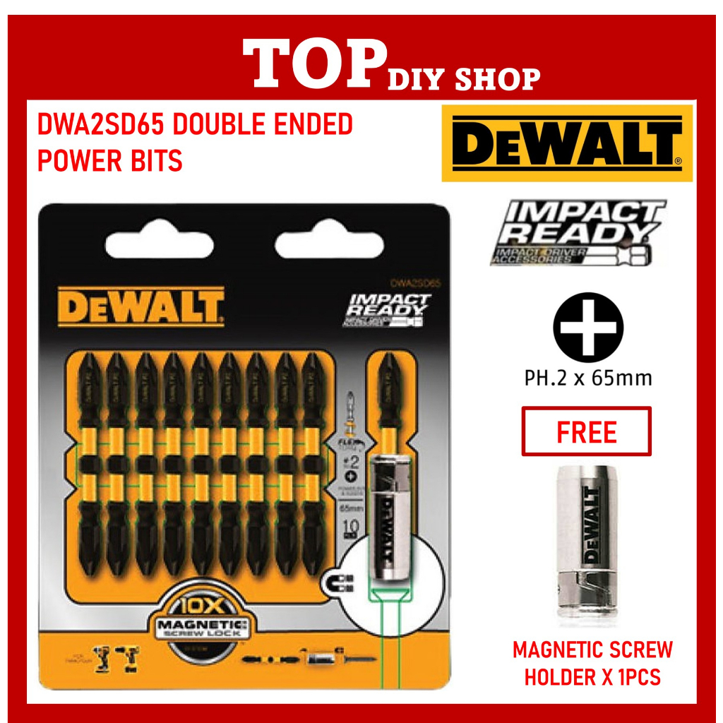 DEWALT DWA2SD65 Double Ended Magnetic Screwdriver Power Bits (10pcs ...