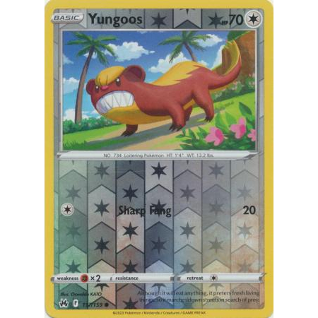 Yungoos / 117/159 / Reverse Holo & Common / Crown Zenith Pokemon ...