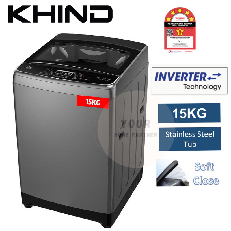 Khind Fully Auto Inverter Washing Machine 15KG WM150A | Shopee Malaysia
