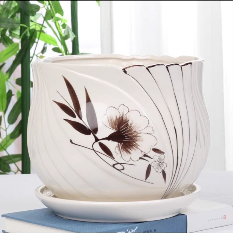 Ceramic Flower Pot 🇲🇾 White Flower Vase / Pasu Seramik / Pasu Orkid ...