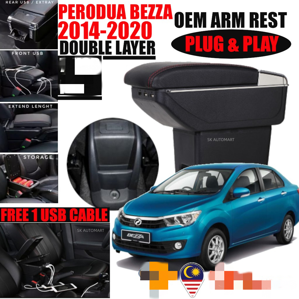 Perodua Bezza (2014-2023) Car Arm Rest 9-Usb Port Armrest Console Box ...