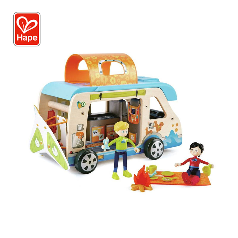 Hape 3407 Adventure Van with Dolls Mini Van and Accessories Pretend ...