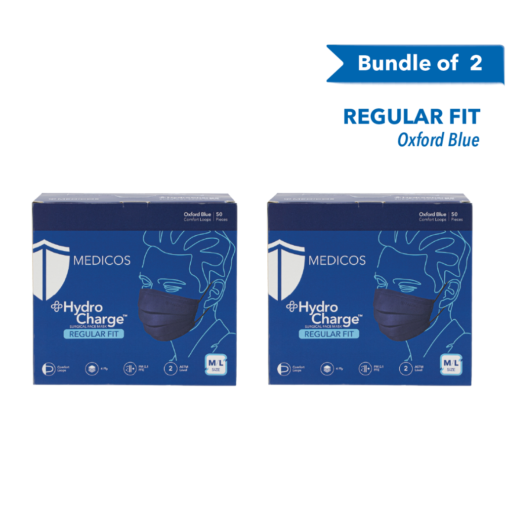 MEDICOS Regular Fit 175 Hydro Charge 4 Ply Surgical Face Mask Size M/L ...