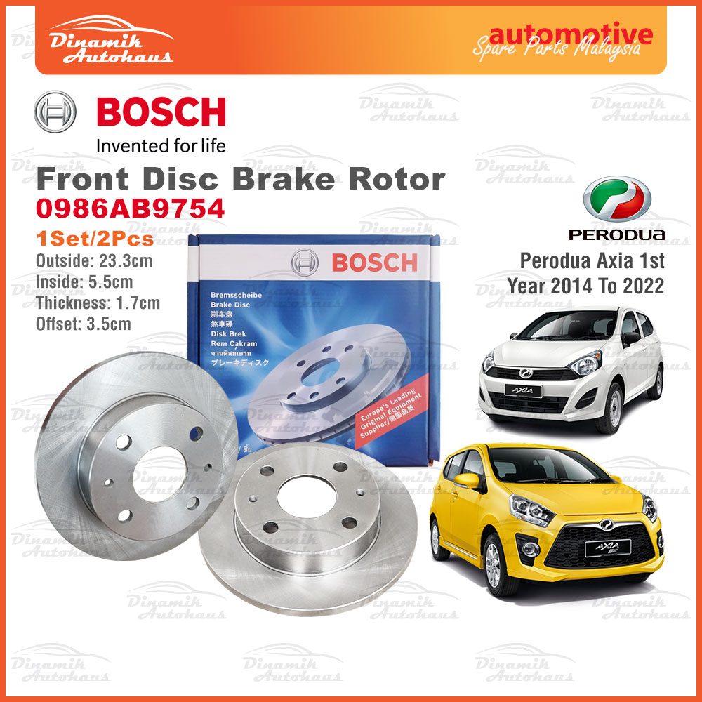 Perodua Axia Year Model 2014 To 2022 Car Front Disc Brake Rotor (2 Pcs ...