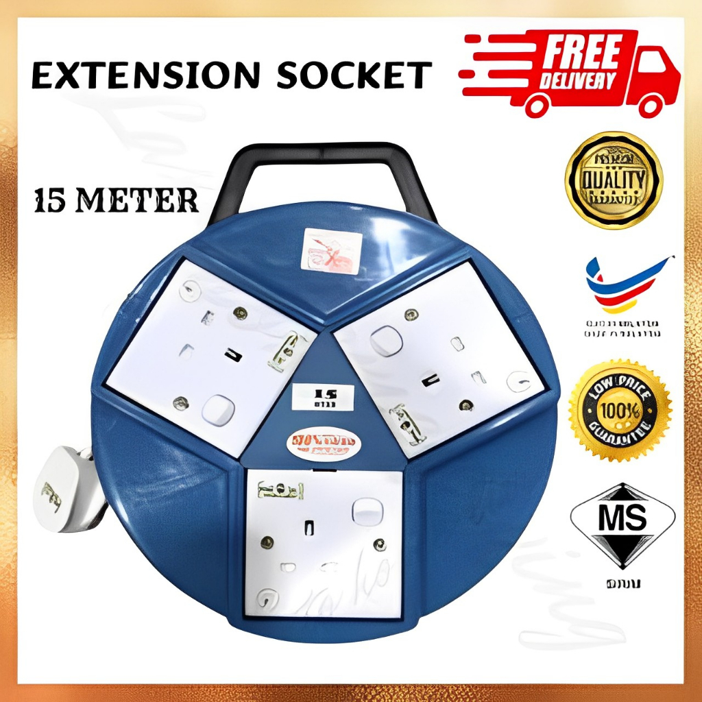 10M , 15M 40/016 X 3C Full Copper 3 Gang Round Extension Box Cable Reel ...