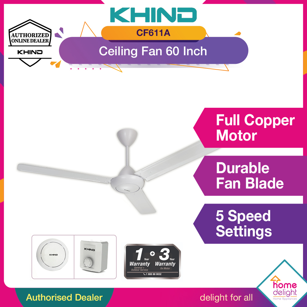 Khind Ceiling Fan 60" [ CF611A / CF613A / CF618 / CF618B ] / Mistral ...