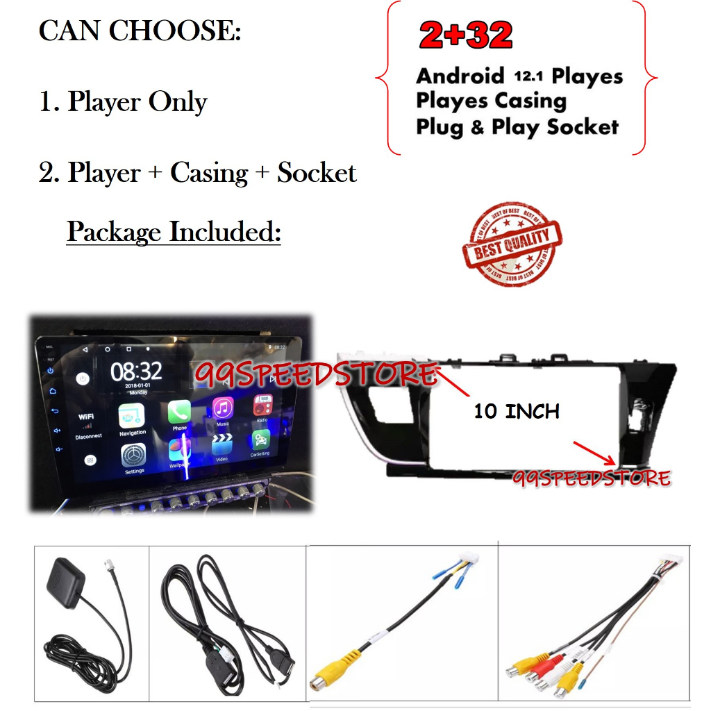 Toyota Altis 2014-2017 android player 10 inch PLUG N PLAY with OEM ...