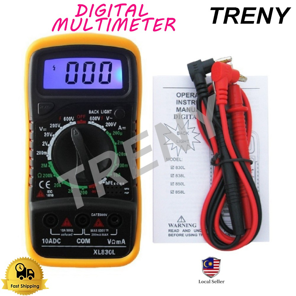 XL830L DIGITAL MULTIMETER AC/DC VOLTAGE CURRENT RESISTANCE MULTI TESTER ...