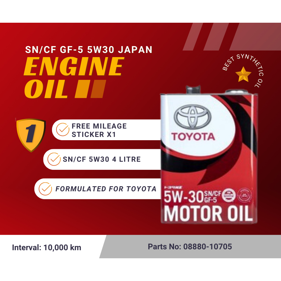 TOYOTA GF-5 5W30 ENGINE OIL TIN 4L MINYAK HITAM FULLY SYNTHETIC 5W-30 ...