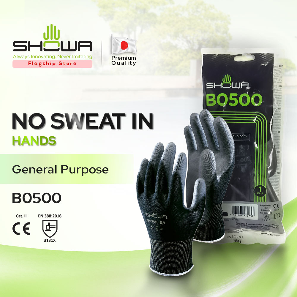 SHOWA B0500 General Purpose PU Palm Coating Seamless Knit Gloves | Shopee Malaysia