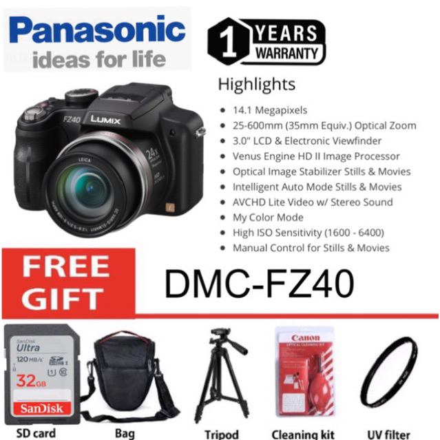 Panasonic DMC-FZ40 Leica Lens super zoom camera made in Japan original ...