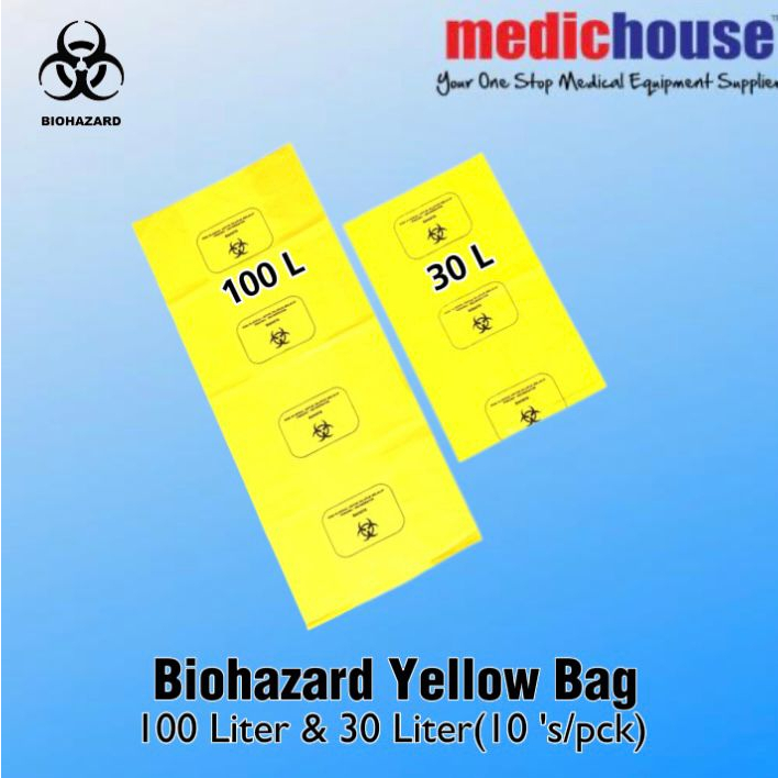 BIOHAZARD Yellow Bag ( 30 Liter, 100 Liter) -30L (10pcs) 100L(10pcs ...