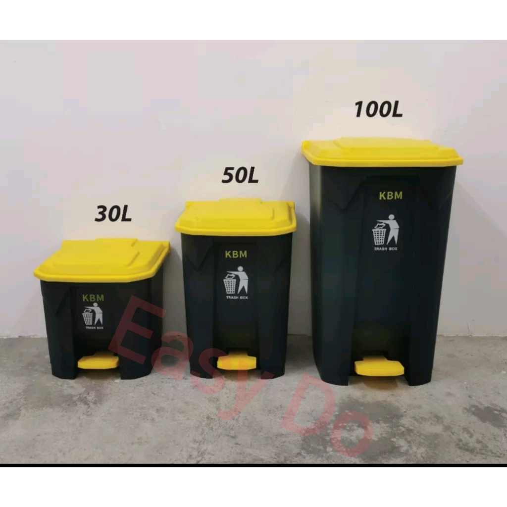 30L / 50L / 85L Black Yellow Plastic Dustbin With Pedal / Kitchen ...