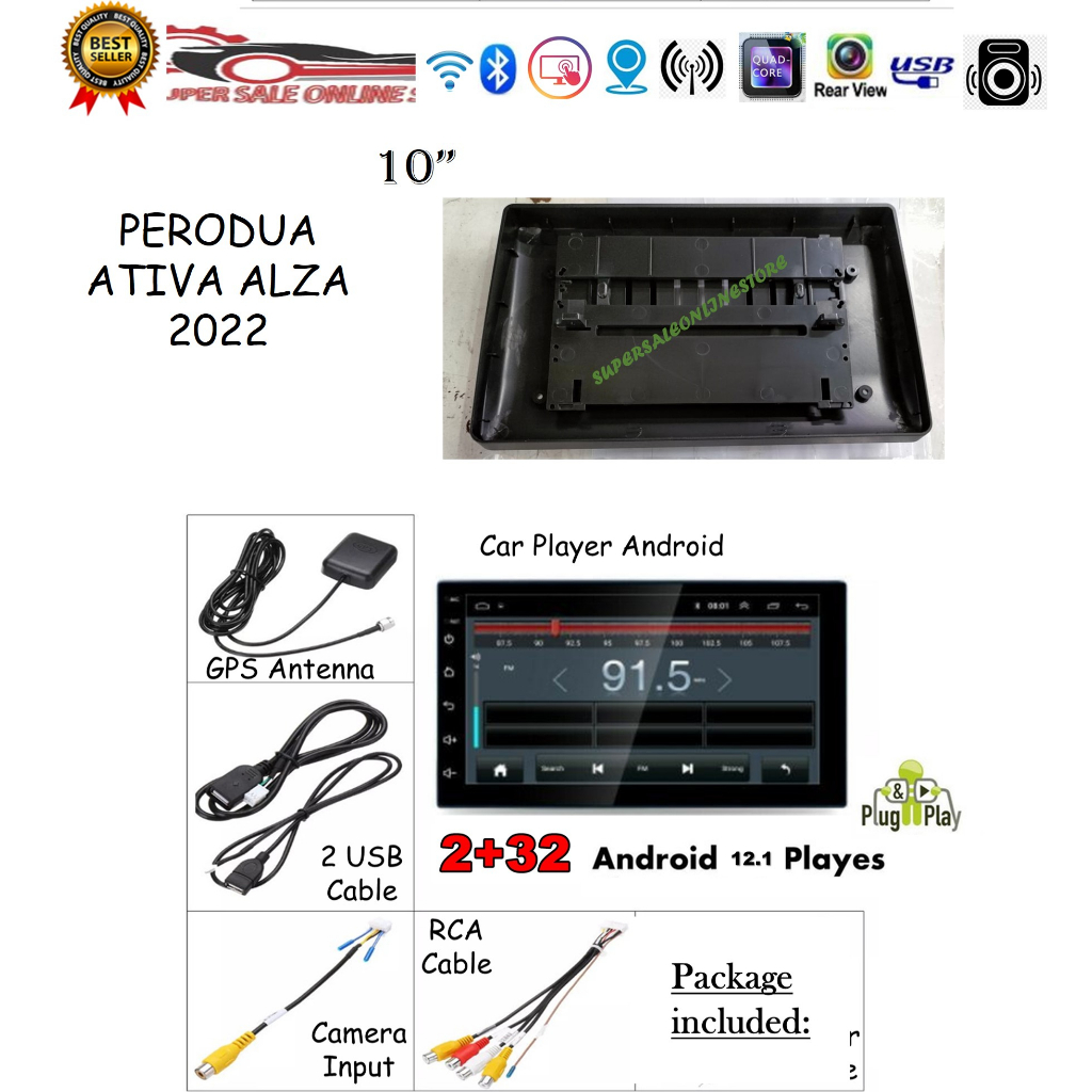 PERODUA ATIVA 2021 - 2023 (SLIM / THICK ) 10 inch Android Players With ...