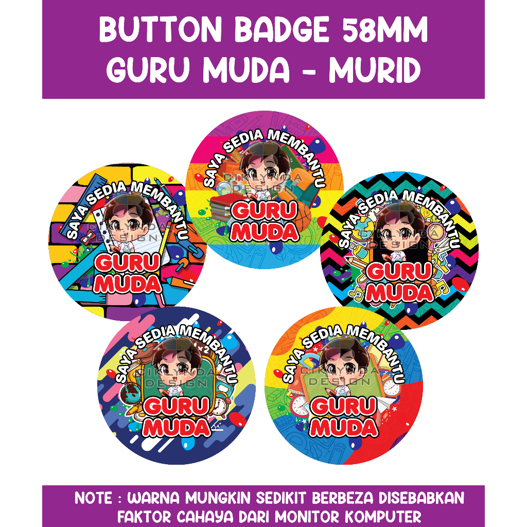 PRE-ORDER - BUTTON BADGE SAFETY PIN - GURU MUDA (MURID) | Shopee Malaysia