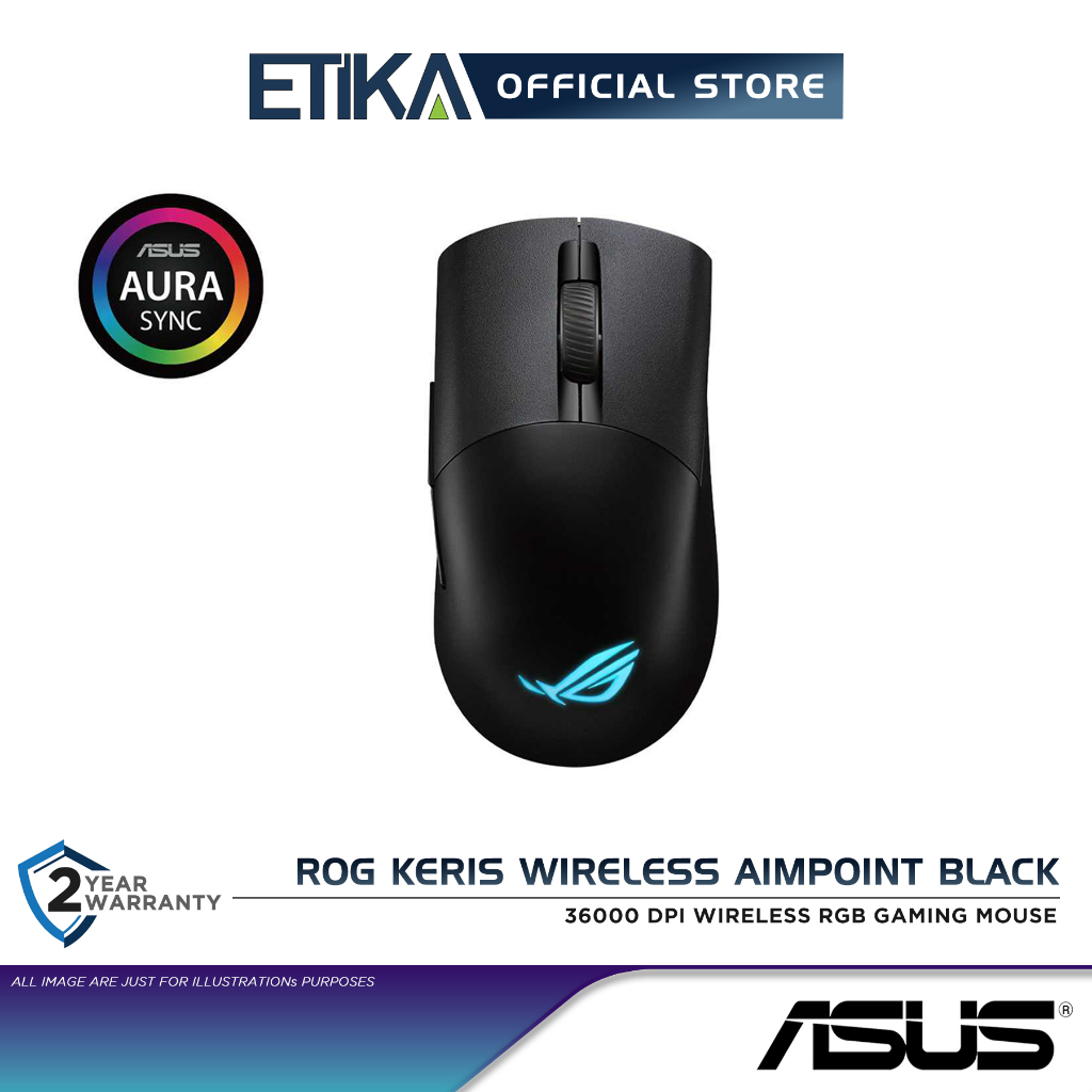 Asus P709 ROG Keris Wireless AimPoint | 75-gram Wireless RGB Gaming Mouse | Anti-slip ROG ...