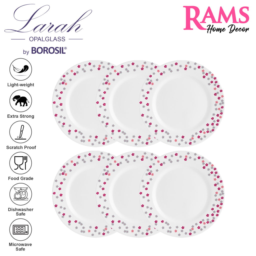Borosil 6 Pcs 20cm Larah Series Opalware Dessert Plates / Set Pinggan ...