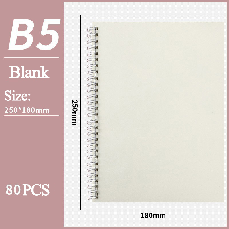 A5 A6 B5 Spiral Book Coil Notebook To-Do Lined Blank Grid Paper Journal Diary Sketchbook For ...