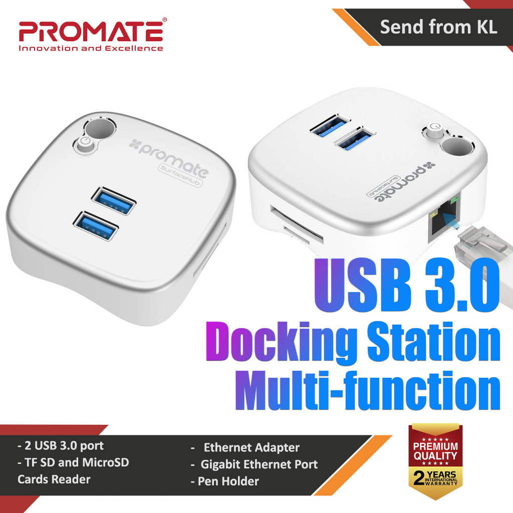 Promate USB 3.0 Docking Station USB 3.0 Card Reader Lan Port Pen Dock ...