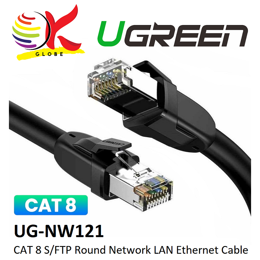 UGREEN NW121 CAT 8 S/FTP ROUND ETHERNET PATCH CABLE GIGABIT RJ45 NETWORK WIRE LAN CABLE PURE ...