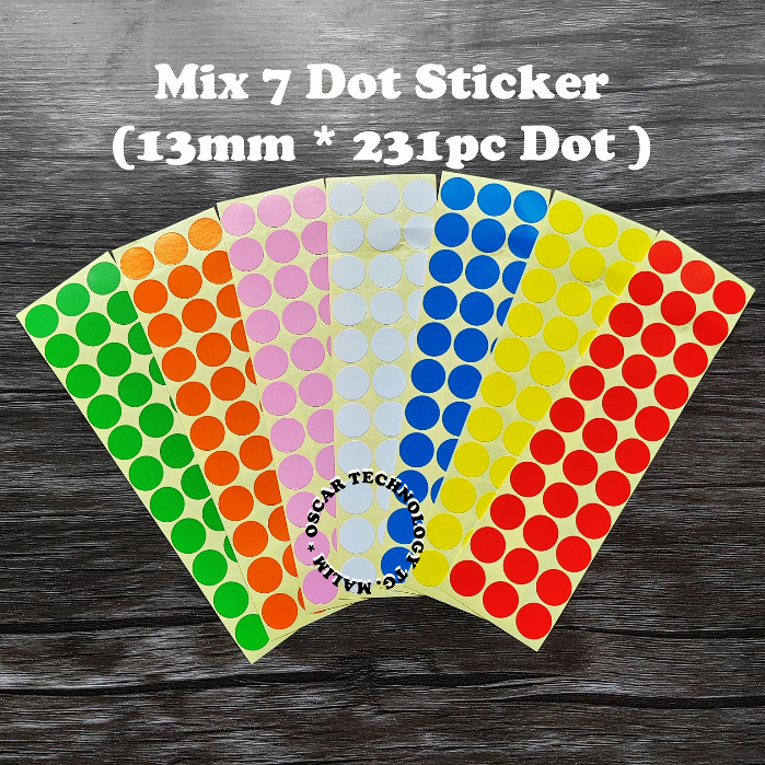 Colourful Round Dot Sticker / Rainbow Circle Dot Labels / Rectangle ...