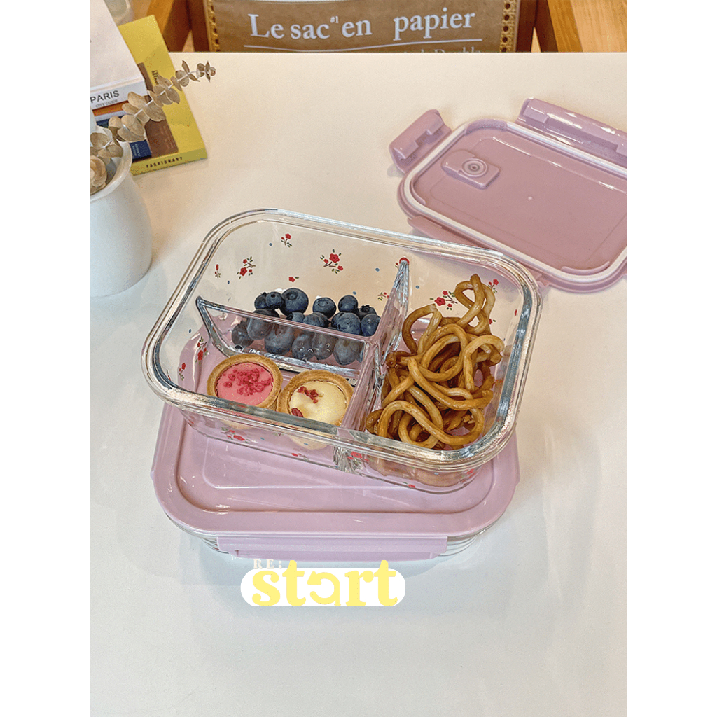 [Ready Stock] INS KOREAN FLOWER Heat Resistant Glass Storage Container ...