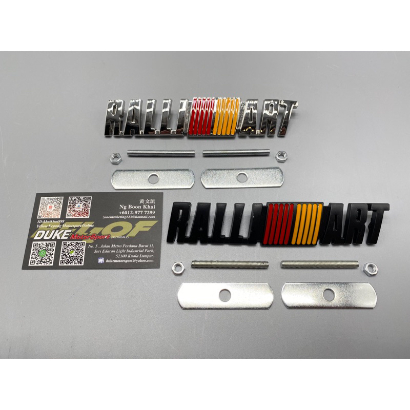 Ralliart Logo With Leg Steel Front Grill Logo Emblem Bage Chrome ...