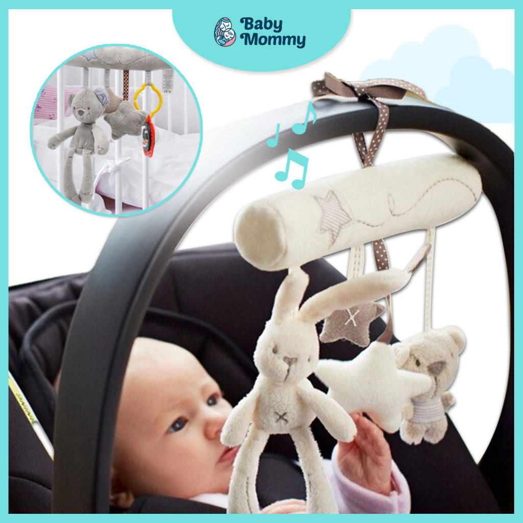 🇲🇾 Ready Stock Baby Rattle Stroller Rabbit Bunny Hanging Toy Bell ...