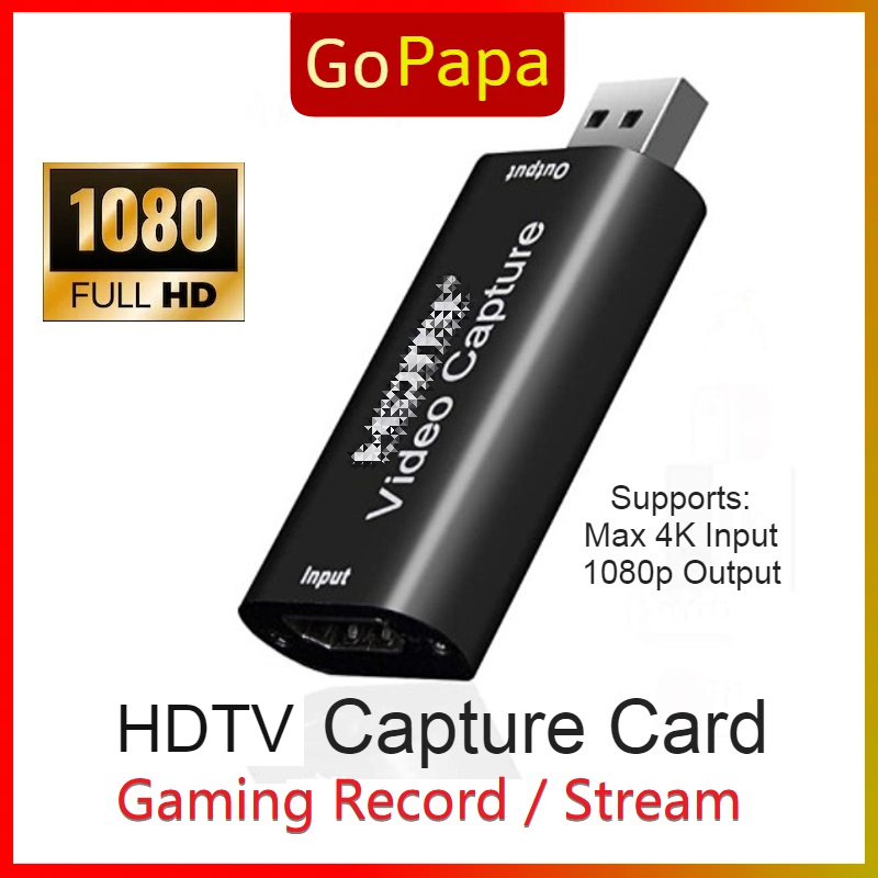HDTV Capture Card 4K Input 1080p Output USB 2.0 Audio Video Record DSLR ...